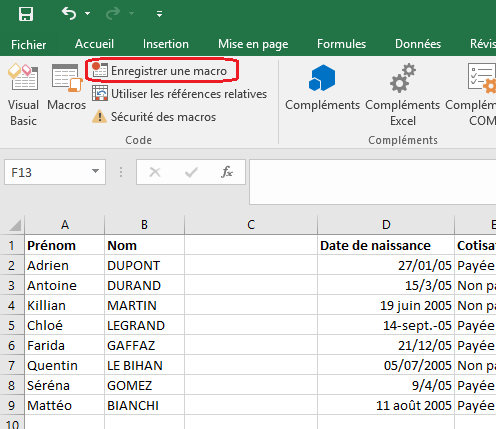 Comment faire une macro sur Excel